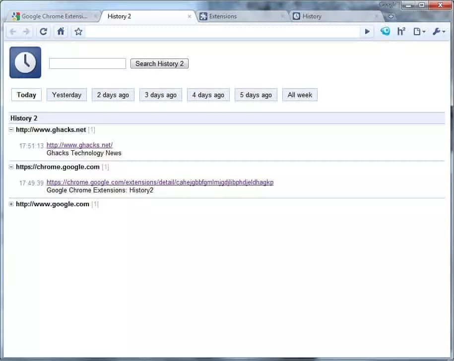 Google Chrome-ის ისტორიის მენეჯერი 15018_1