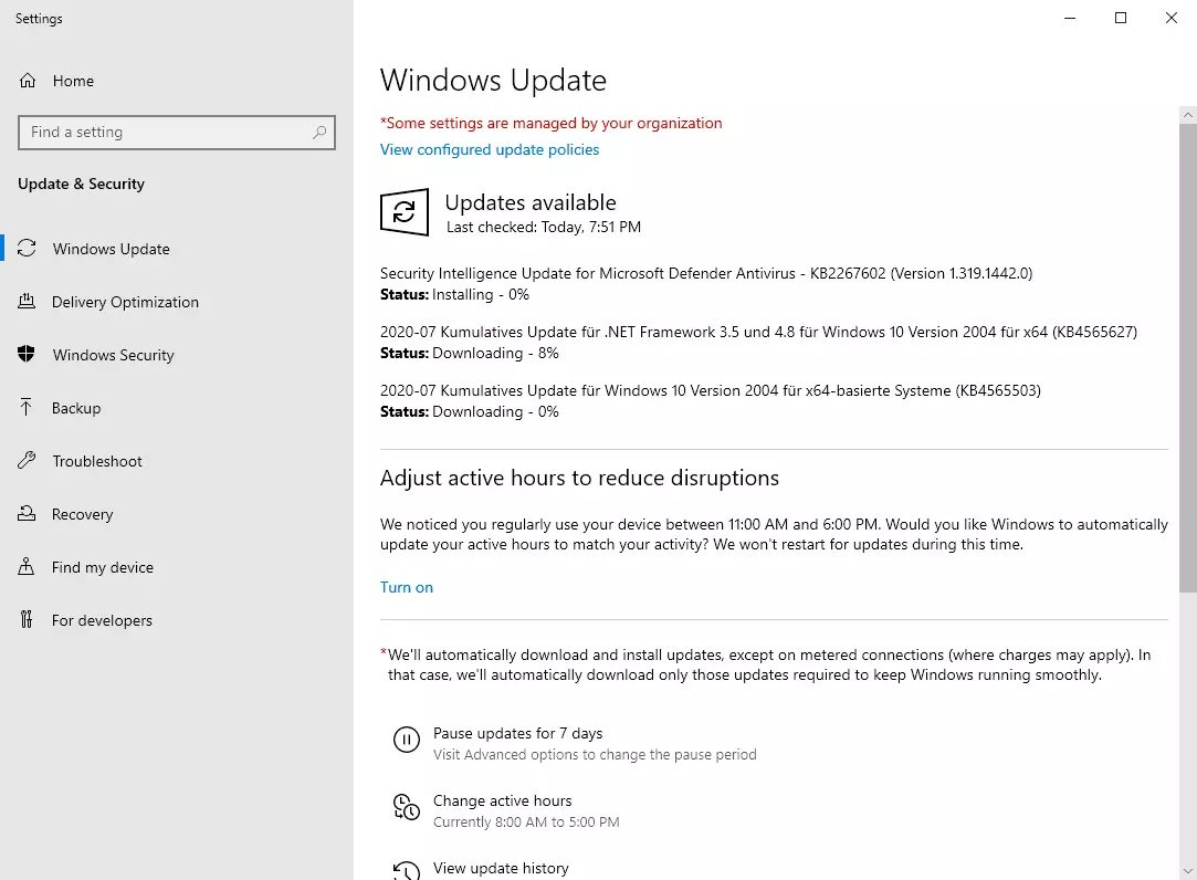 windows security updates July 2020