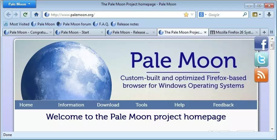 Ny Pale Moon 24.3 dia mampiditra ny fananganana optimized Intel Atom 15050_1