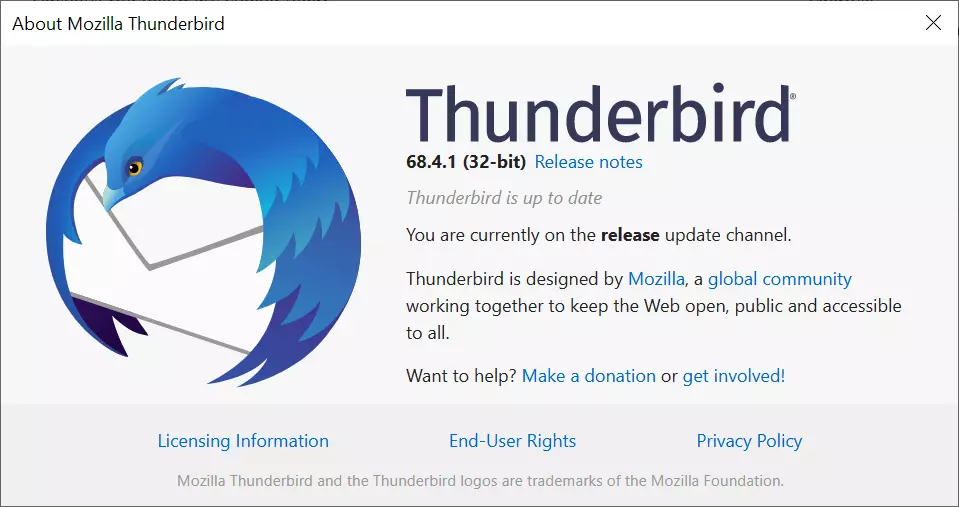 Το Thunderbird 68.4.1 είναι μια ενημέρωση ασφαλείας