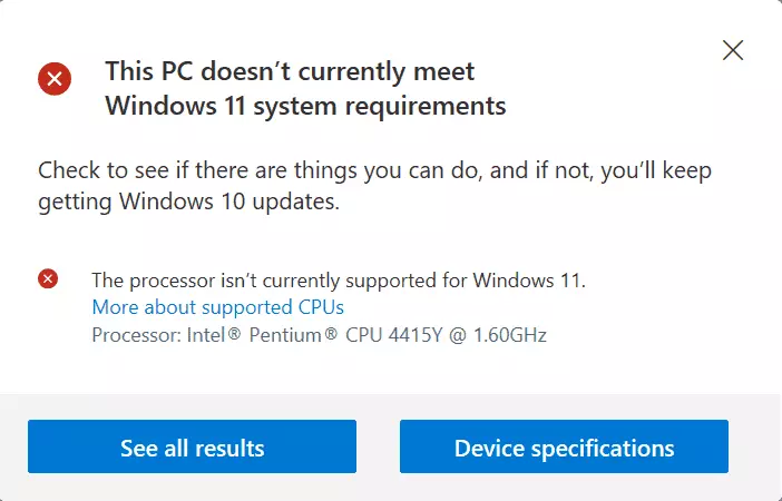 Windows 11- သဟဇာတမဟုတ်သော စနစ်များတွင် ထည့်သွင်းခြင်း ဖြစ်နိုင်သည်။
