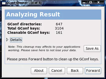 GConf Cleaner සමඟ Gconf දත්ත සමුදාය පිරිසිදු කරන්න 15070_1