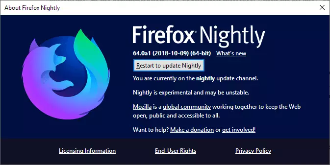 Аўдыт абнаўлення firefox