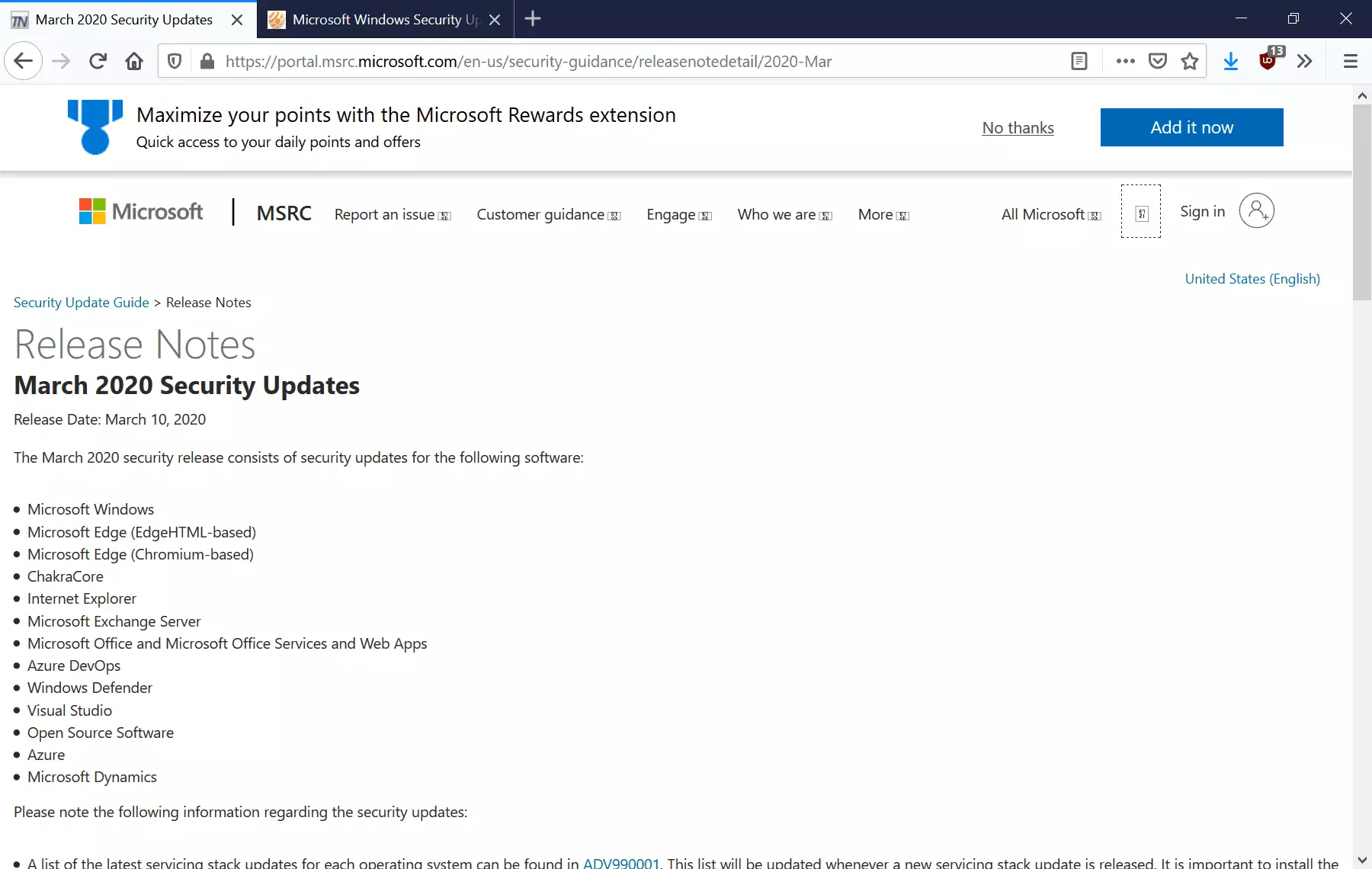 Microsoft Windows Security Updates March 2020 topimaso