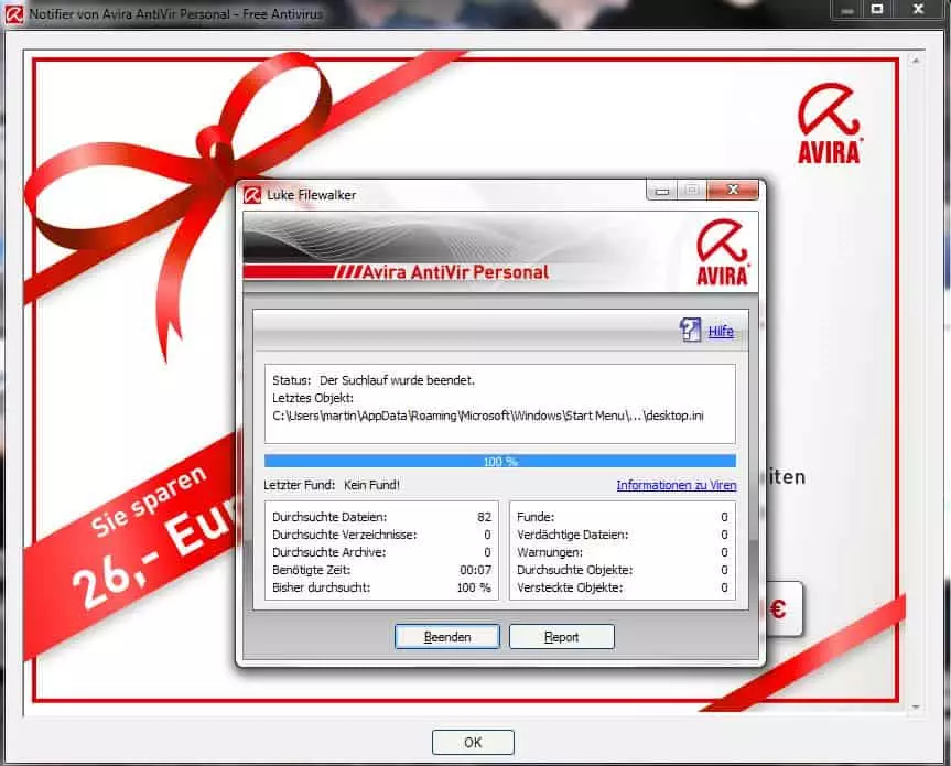 Blokker Avira Antivir Popup og oppdateringsvindu 15125_1