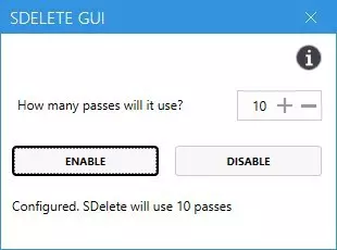 SDelete GUI ఇన్స్టాల్ చేయబడింది