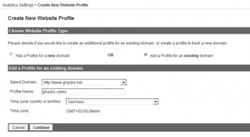 google analytics novi profil