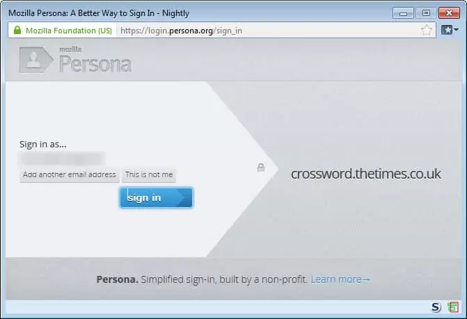 Mozilla تسجيل الدخول الشخصي