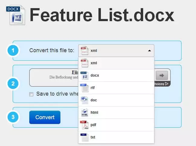 converti fișiere google drive online