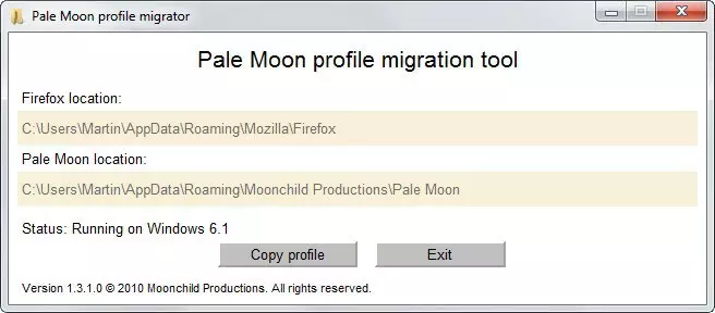 herramienta de migración de perfil de luna pálida