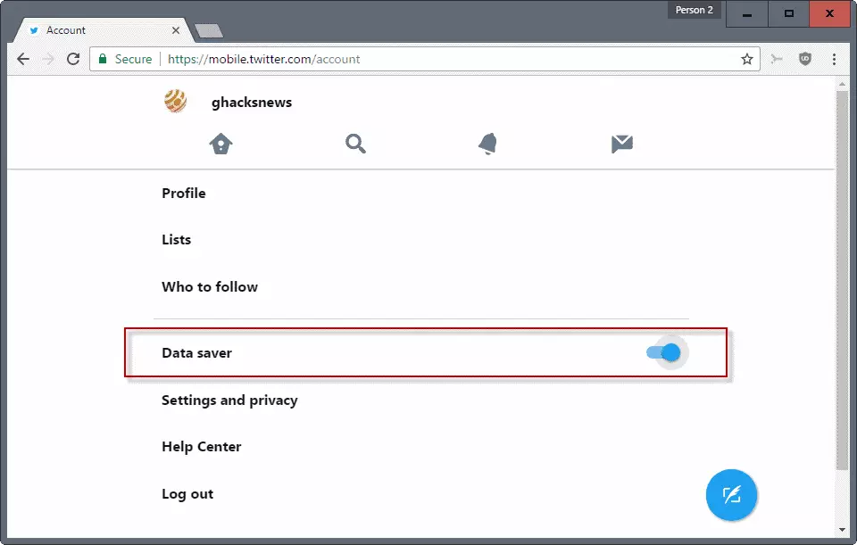 twitter lite data saver