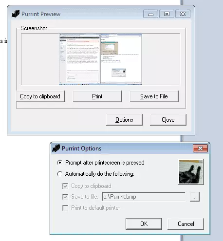 purrint print screenshot u datoteku