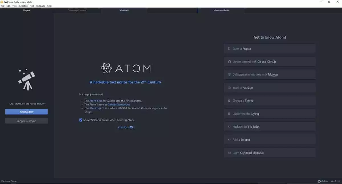 Editor teks Atom GitHub akan ditamatkan pada bulan Disember