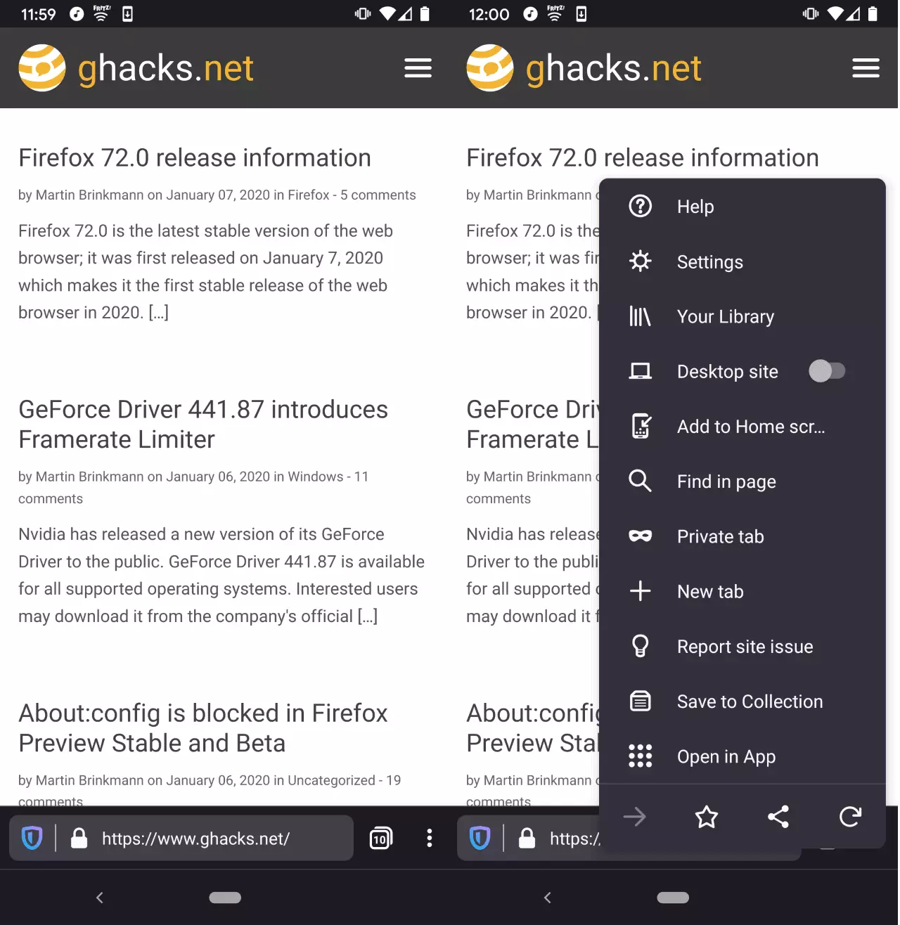 firefox-ի նախադիտման Android միգրացիա