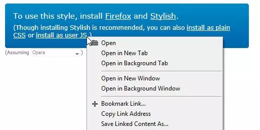 Како да инсталирате сопствени кориснички стилови во Opera