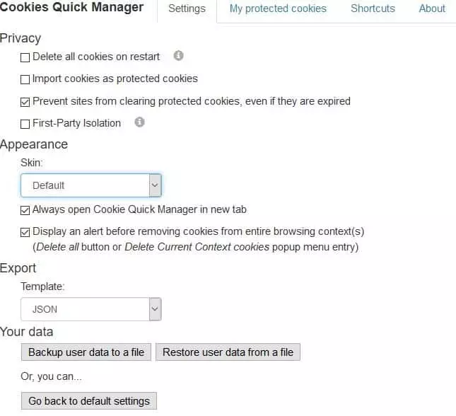 Cookie Quick Manager Astellunge