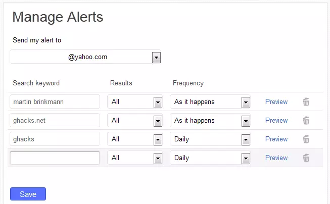 yahoo search alerts