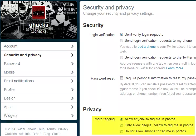 twitter photo tagging privacy