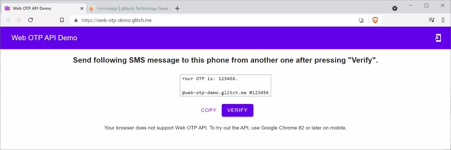 chrome sms op