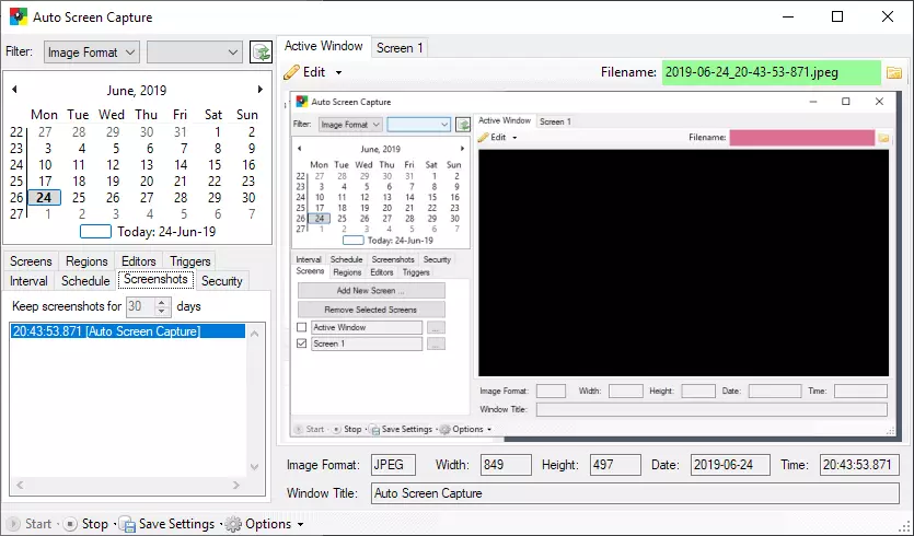 Windows de captura automática de pantalla