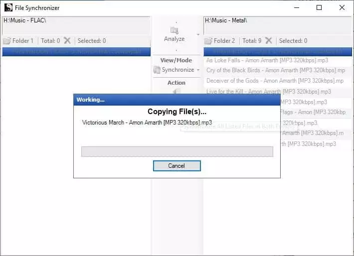 Synchronizator plików - folder 1 i 2