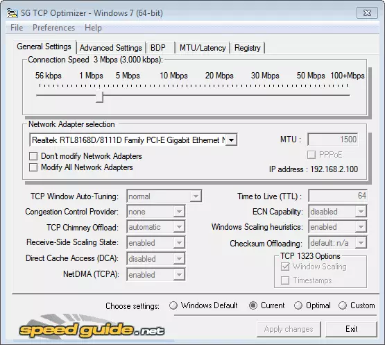 tcp optimizētājs