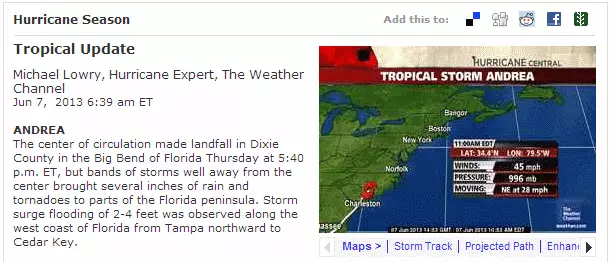 weather.com tropik fırtına mərkəzi