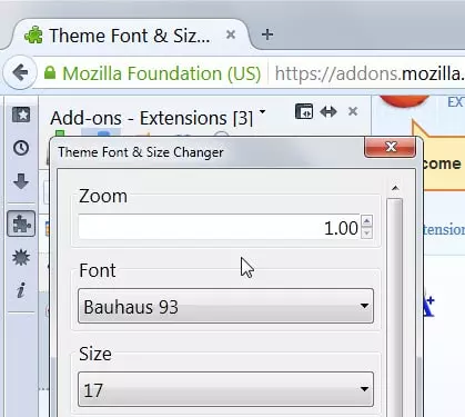 menič fontov tém firefox