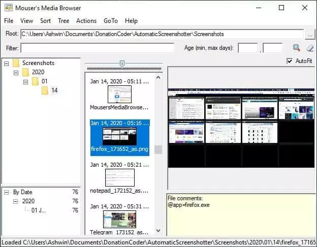 Автоматичен браузър за изображения на Screenshotter