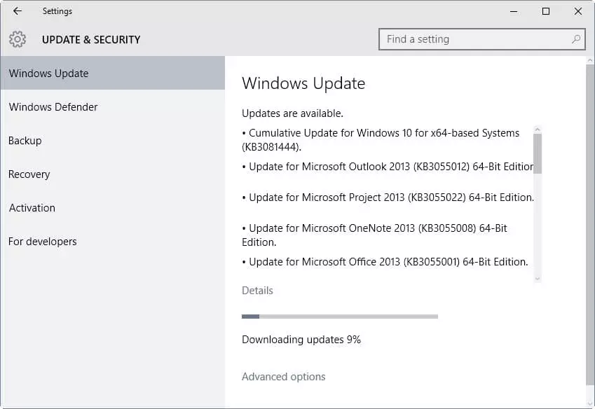 windows update Critical-internet Explorer kb3081444