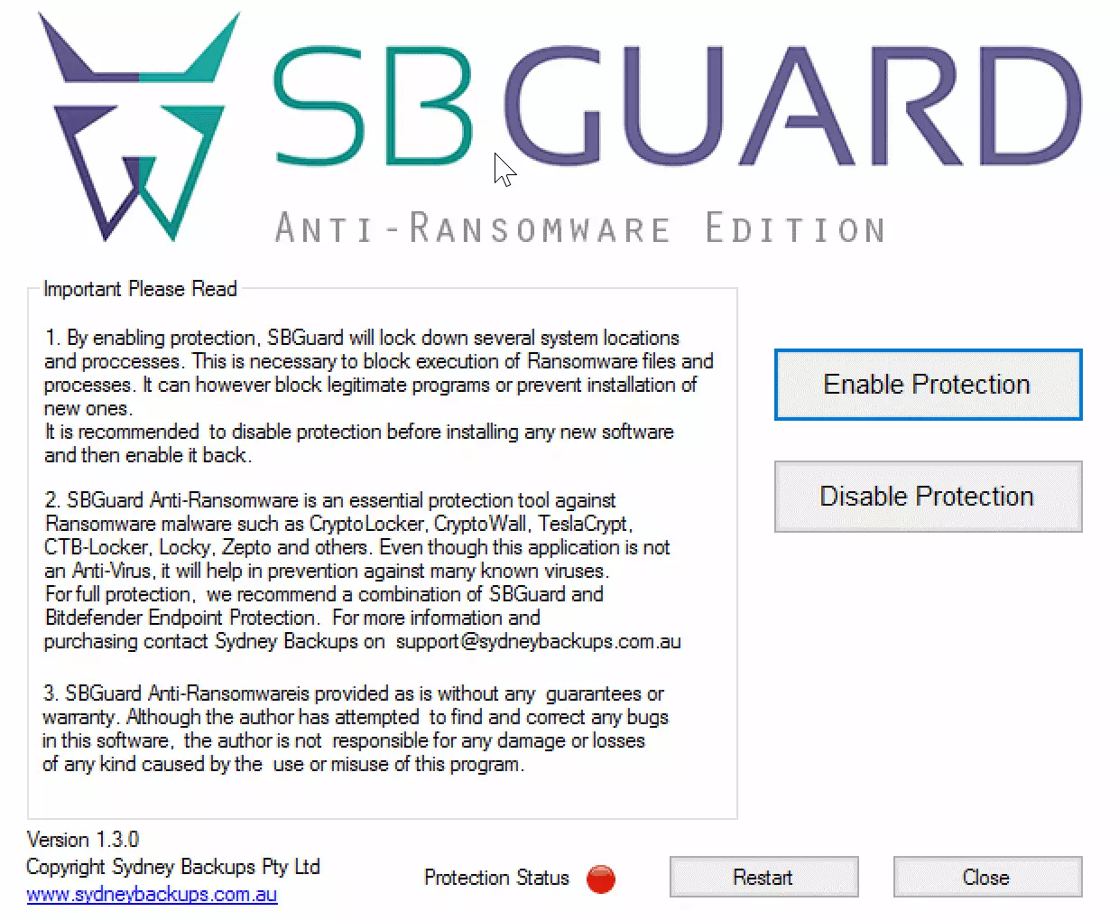 sbguard অ্যান্টি-র্যানসমওয়্যার