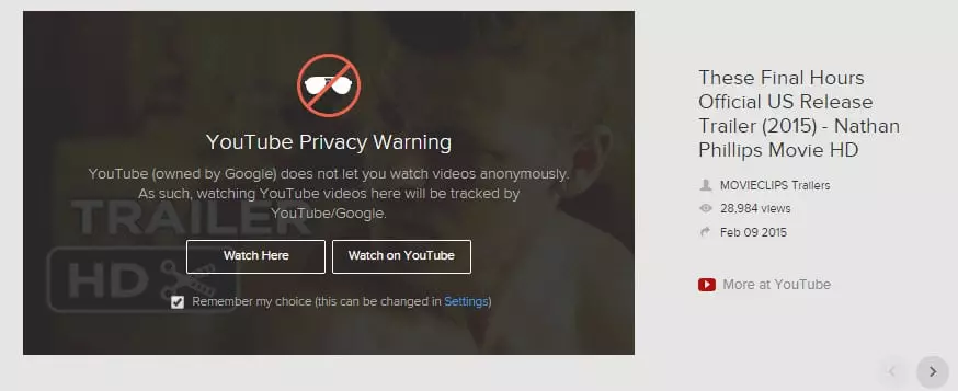 aviso de privacidade de youtube