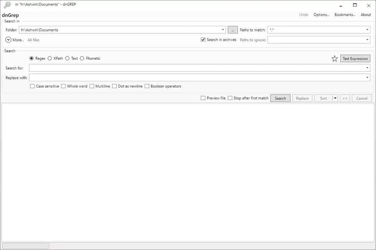 Το dnGrep είναι ένα εργαλείο ανοιχτού κώδικα για Windows που μπορεί να αναζητήσει κείμενο μέσα σε έγγραφα