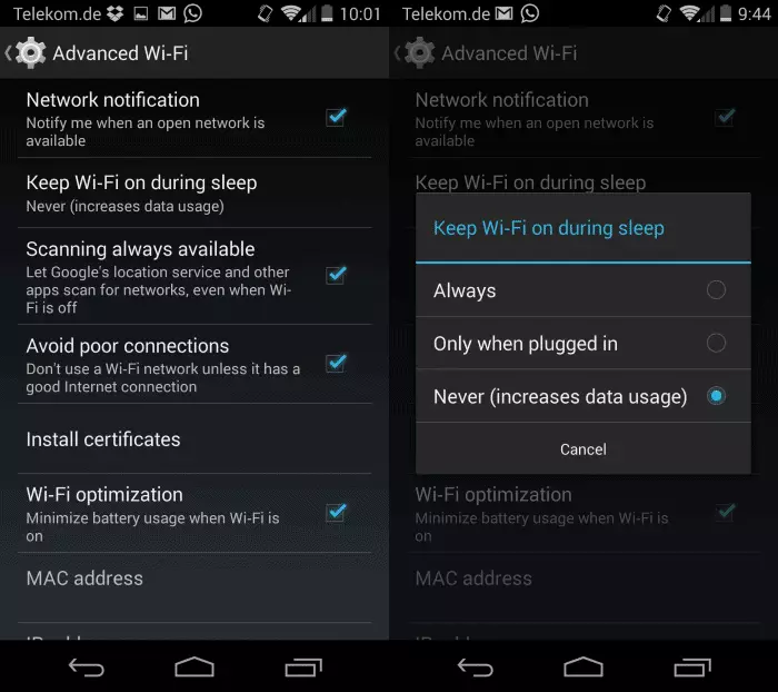 wi-fi lock down android