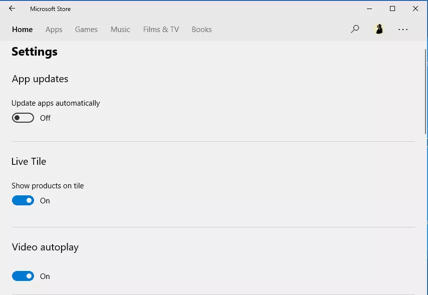 माइक्रोसॉफ्ट स्टोर वीडियो ऑटोप्ले बंद करें