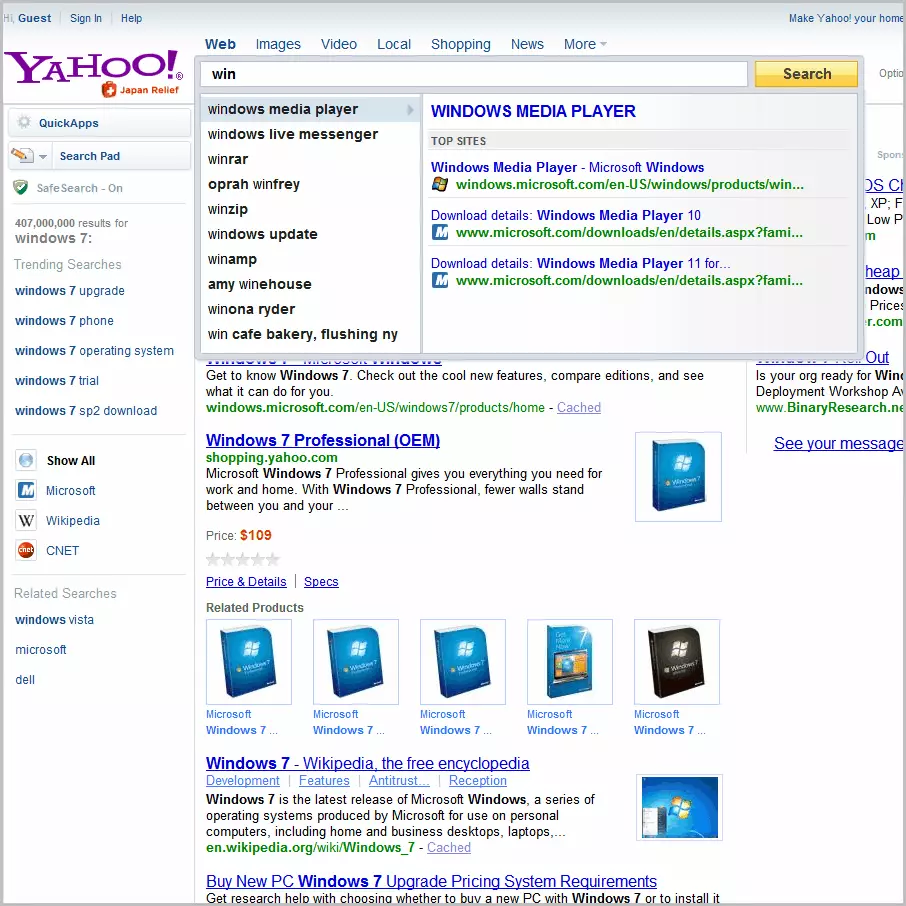 Yahoo Search представляет Yahoo! Прямой поиск