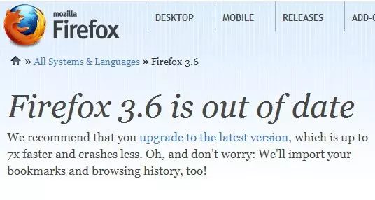 फ़ायरफ़ॉक्स पुराना हो गया