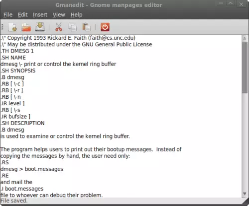 gmanedit સાથે Linux મેન પેજને સંપાદિત કરો 16086_1