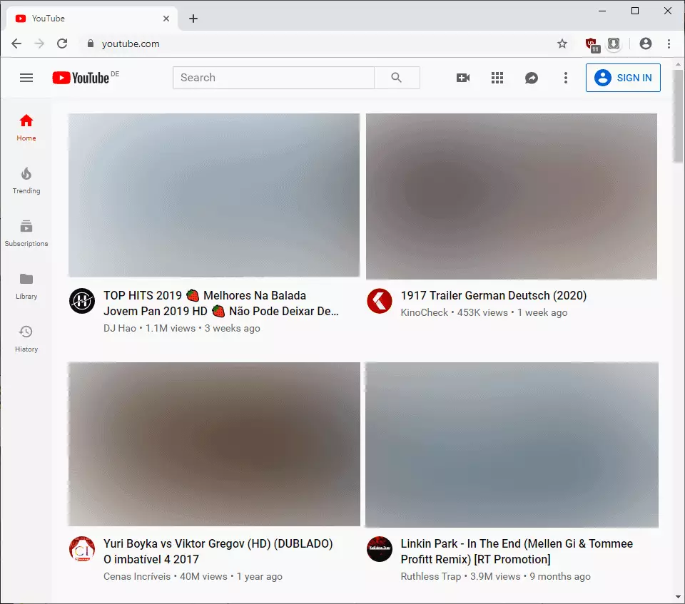 youtube-neues Design große Thumbnails