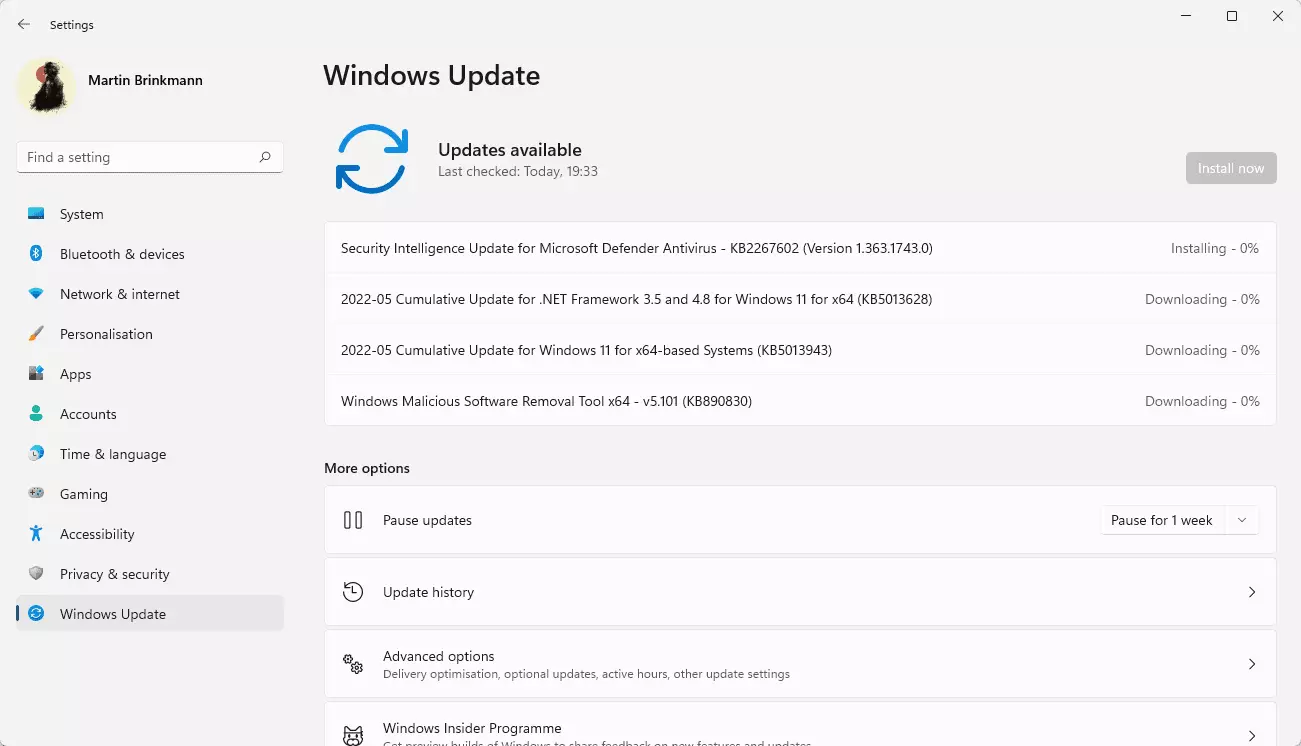 Ang Microsoft Windows Security Updates Mayo 2022 nga overview
