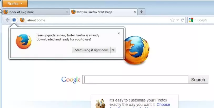 Reparació d'actualització de Mozilla