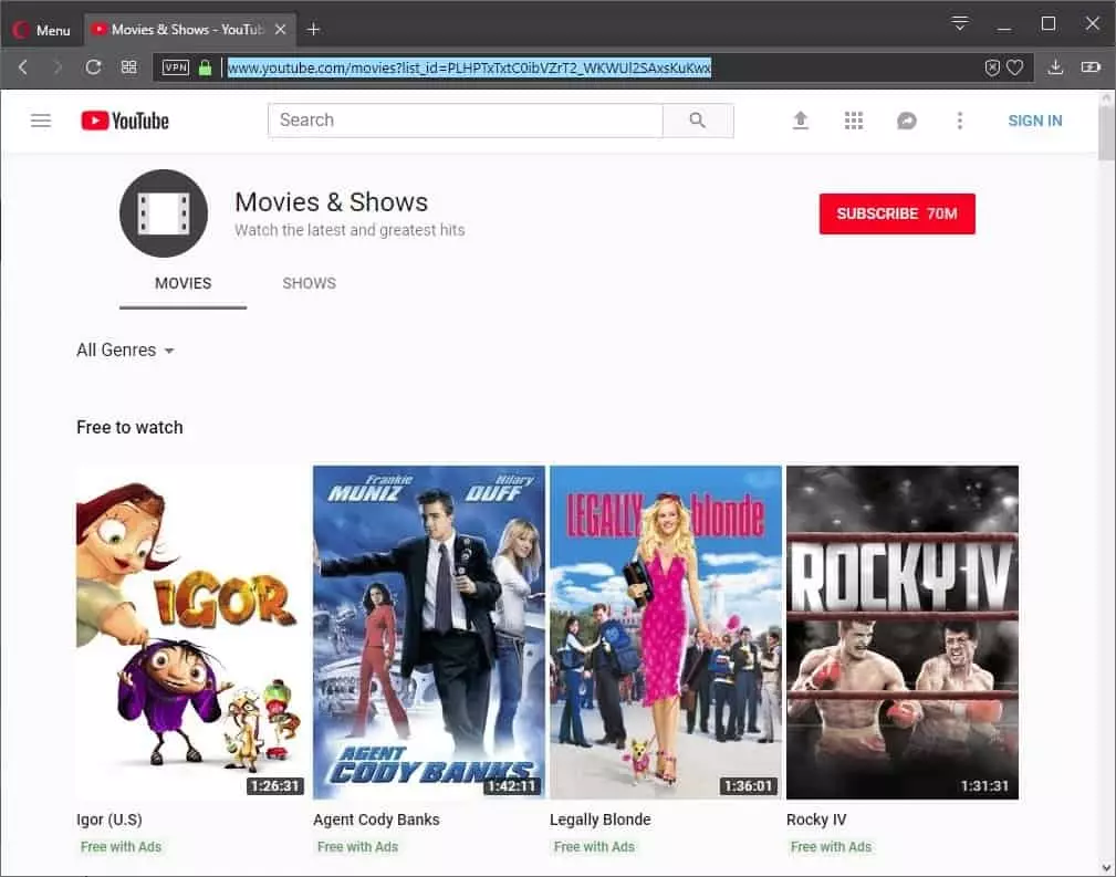 YouTube sekarang dengan film blockbuster gratis yang didukung iklan