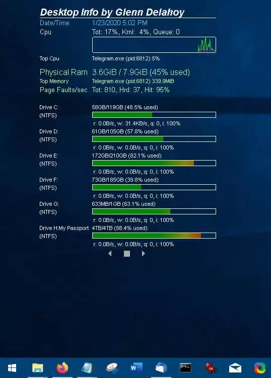 Desktop Info është një miniaplikacion falas për monitorimin e sistemit për Windows