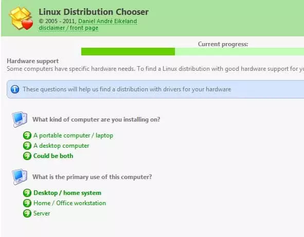 selector de distribuidor de linux