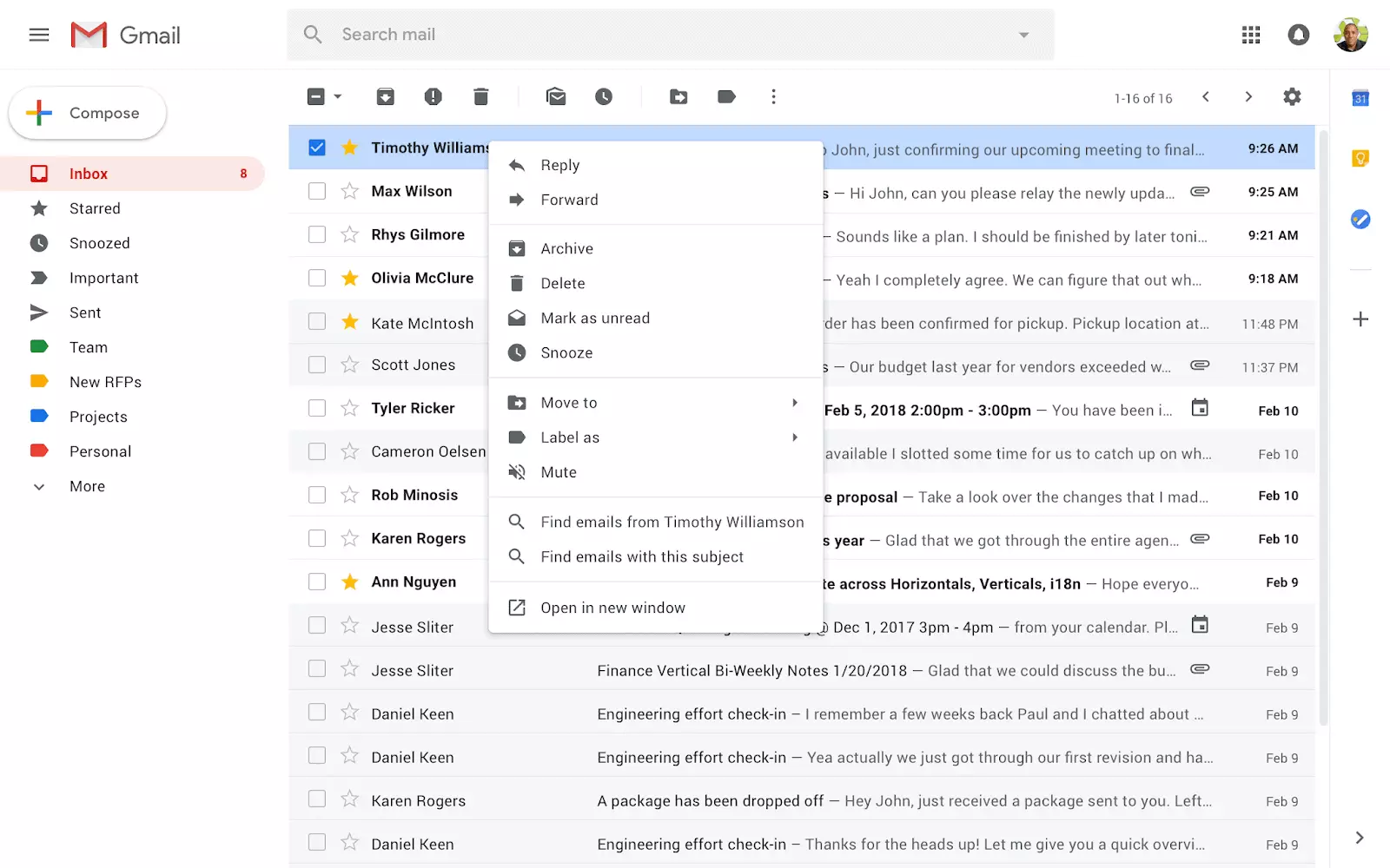 Google maakt het snelmenu van Gmail eindelijk nuttiger