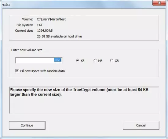 truecrypt volume ကိုချဲ့ပါ။