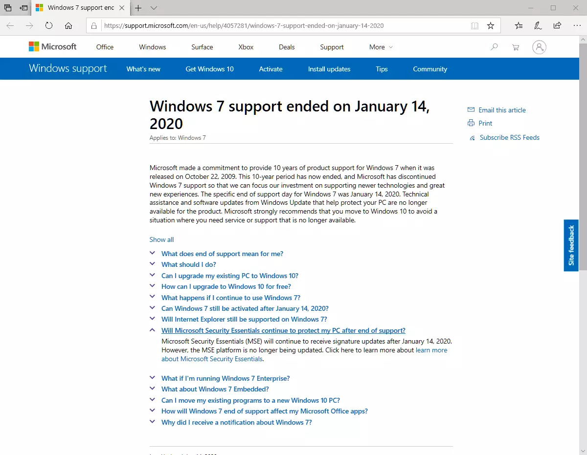 sipò antivirus Windows 7