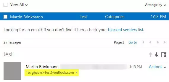 outlook.com e-postalias