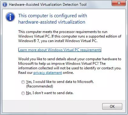 Eina de detecció de virtualització assistida per maquinari de Microsoft