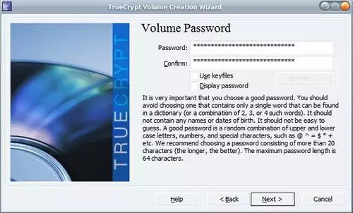 password del volume